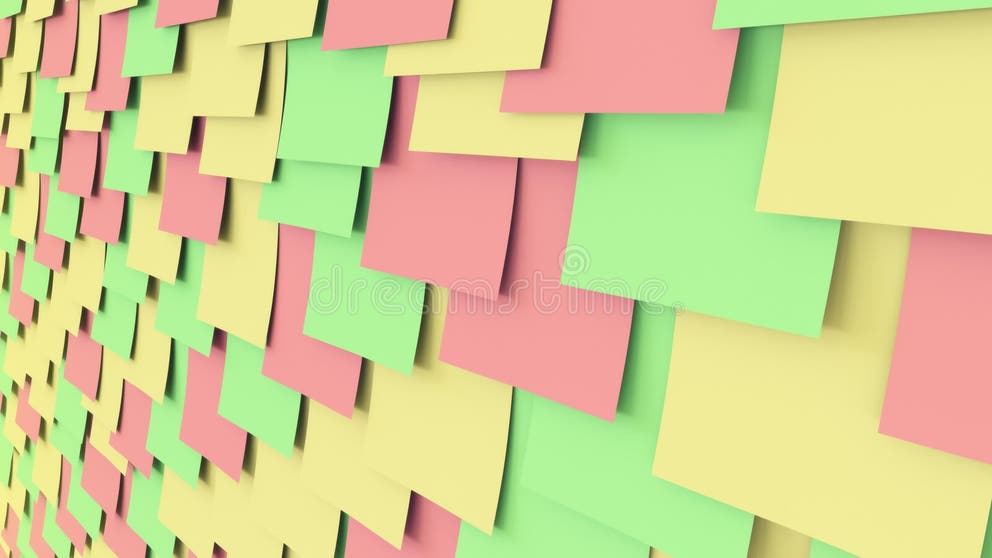 Colored Paper Stickers on the Wall. Office Work or Task Reminder ...