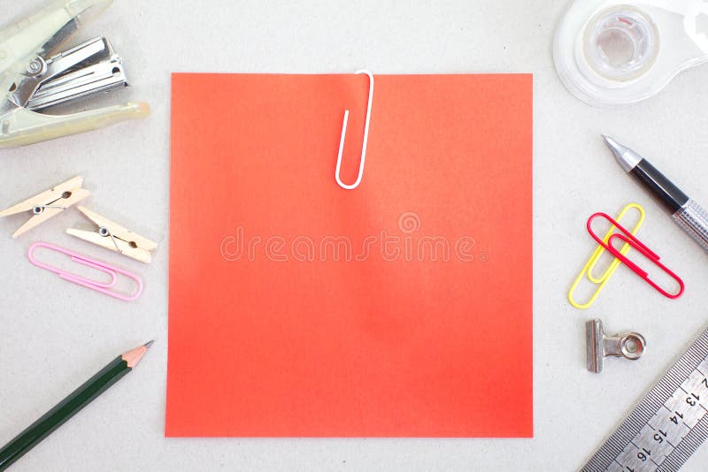 Colored Papers With Staple And Stationery Stock Image - Image of ...