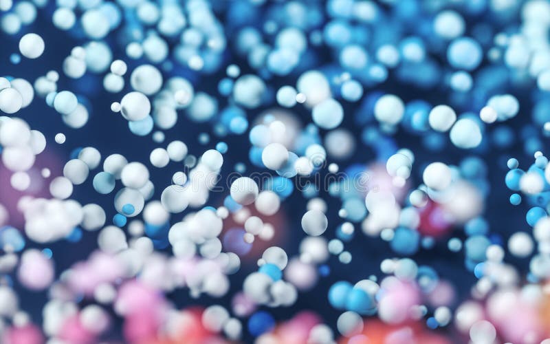 Colored Particles with Blue Background, 3d Rendering Stock Illustration ...