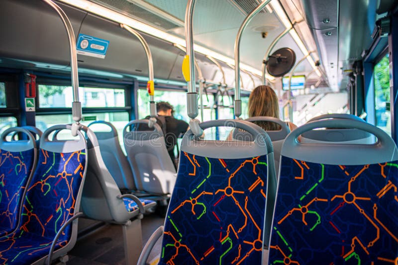 Colored Passenger Public Bus Seats Stock Photo - Image of passenger ...