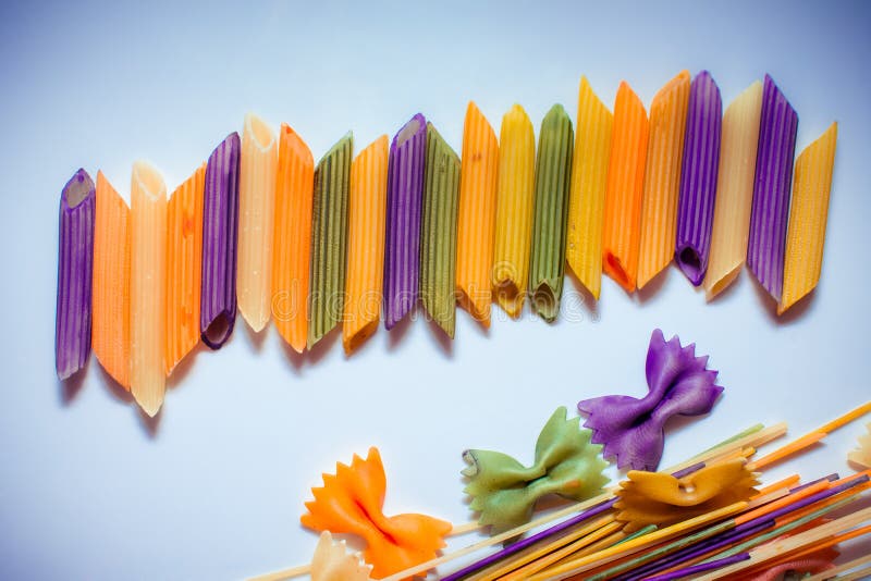 Colored Pasta Painted in Different Color Brush Stock Photo - Image of ...