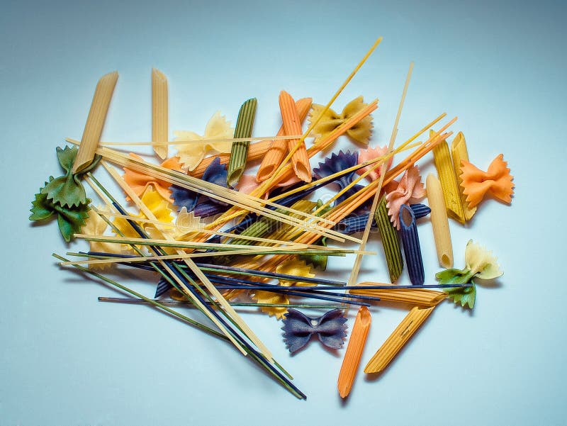 Colored Pasta Painted in Different Color Brush Stock Photo - Image of ...