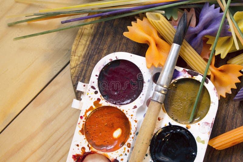 Colored Pasta Painted in Different Color Brush Stock Image - Image of ...
