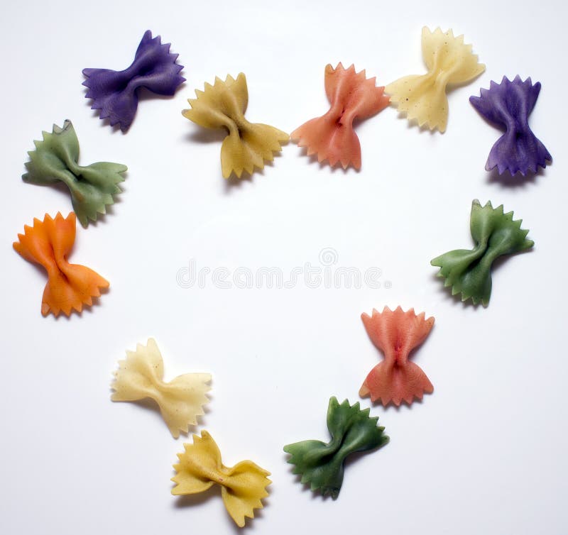Colored Pasta Painted in Different Color in the Shape of a Heart Stock ...