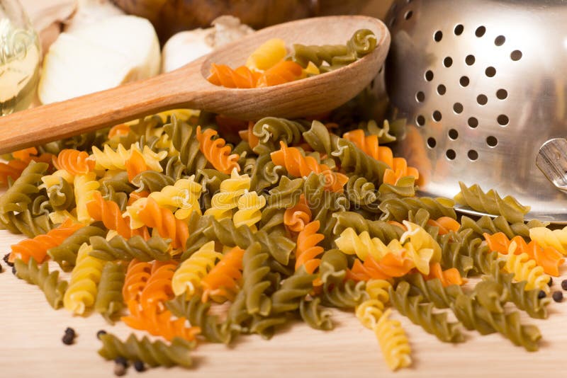Colored pasta stock image. Image of eating, close, twist - 54347347