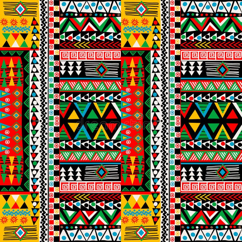 Colored Patchwork Design with Ethnic Motifs Stock Vector - Illustration ...