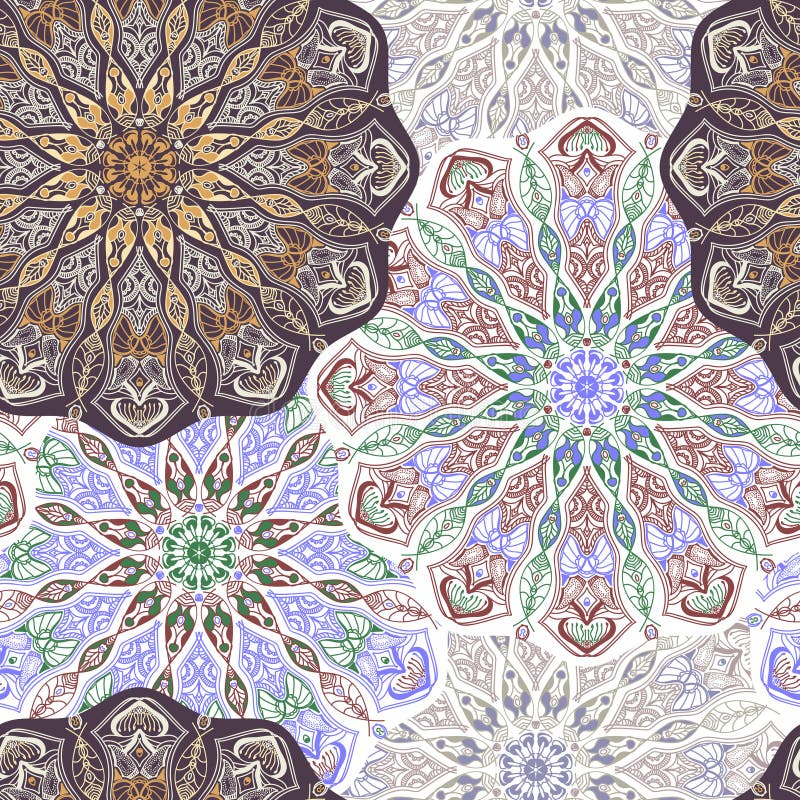 Colored Pattern with Decorative Symmetric Ornaments Stock Vector ...