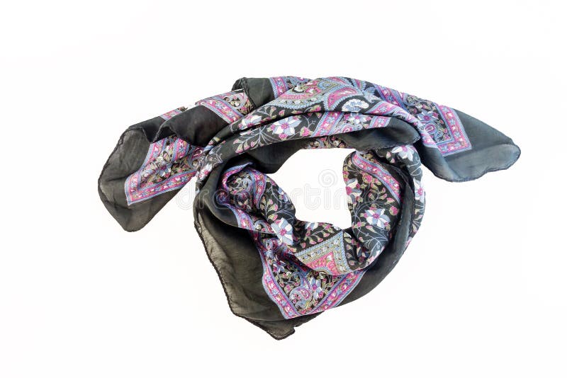 Colored Patterned Scarf, Neckerchief Isolated on White Background Stock ...
