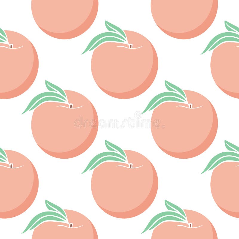 Colored Peaches on White Background Simple Seamless Pattern Stock ...