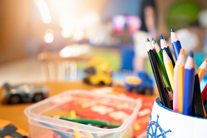 Colored Pencil in Box. Object for Kids Concept Stock Photo - Image of ...