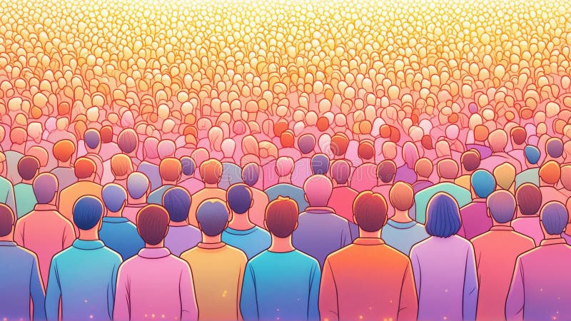 Colored Pencil Crowd Illustration Stock Image - Image of gradient ...