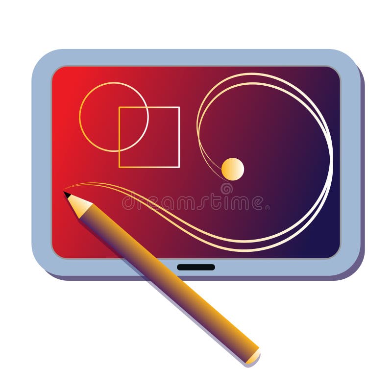 A Colored Pencil Draws on the Background of a Tablet. Color Vector ...
