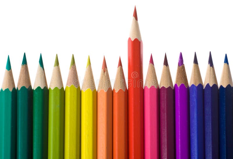 Colored Pencil in a Line Composition Set with Red Over Isolated on ...