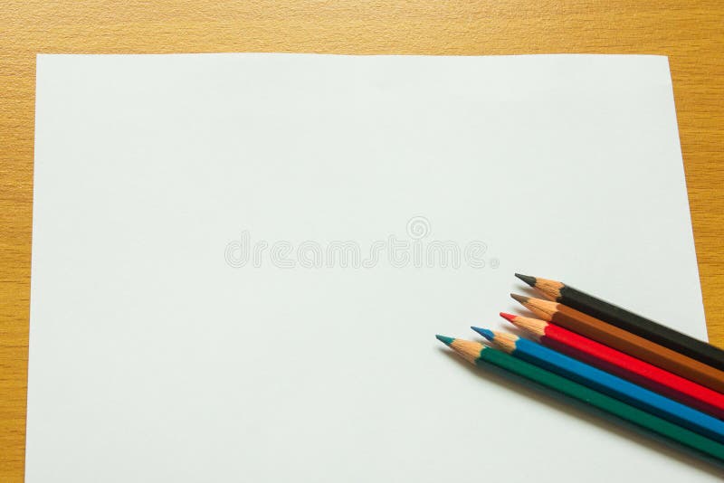Colored pencil with paper stock photo. Image of paper - 69623632