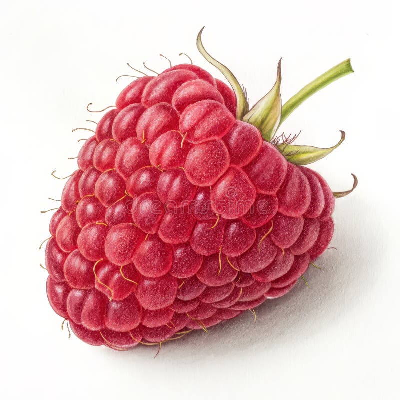 Colored Pencil Raspberry Still Life Botanical Illustration, Realistic ...