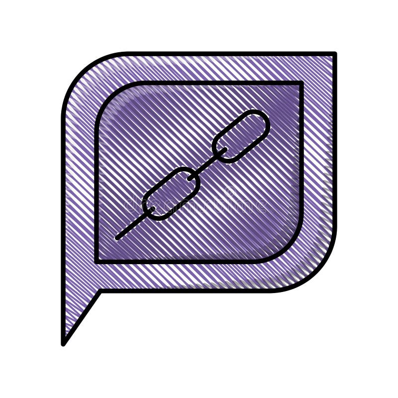 Colored Pencil Silhouette Dialogue Square with Tail with Chain Link ...