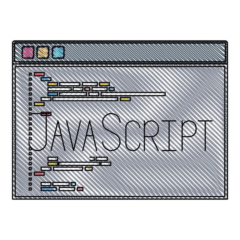 Colored Pencil Silhouette of Programming Window with Script Code ...