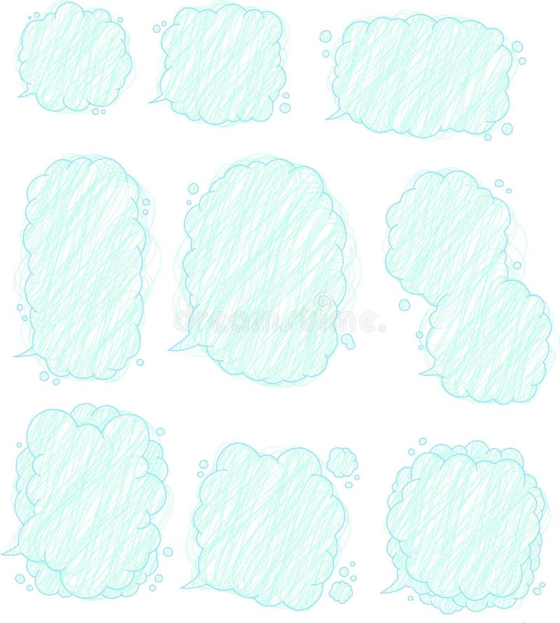 Colored Pencil Style Bubble Comic Callout Set Stock Vector ...