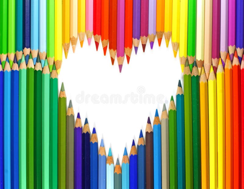 Coloured Pencils Heart Shape Stock Photo - Image of create, arrange ...