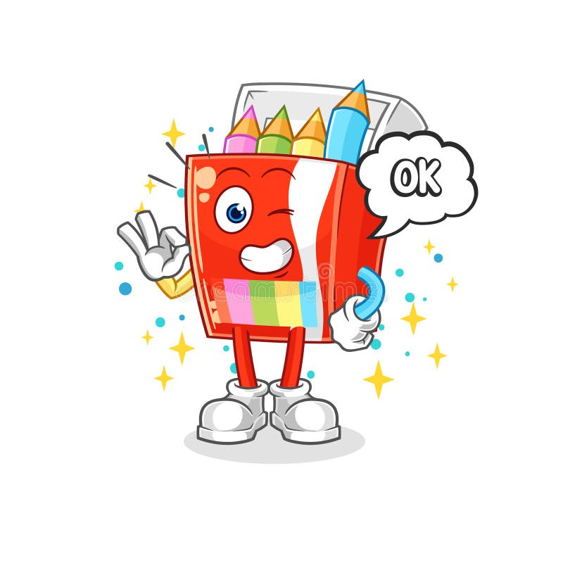 Colored Pencils Agree Mascot. Cartoon Vector Stock Illustration ...