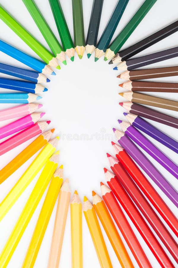 Colored Pencils Arrange in Light Bulb Shape Stock Photo - Image of ...