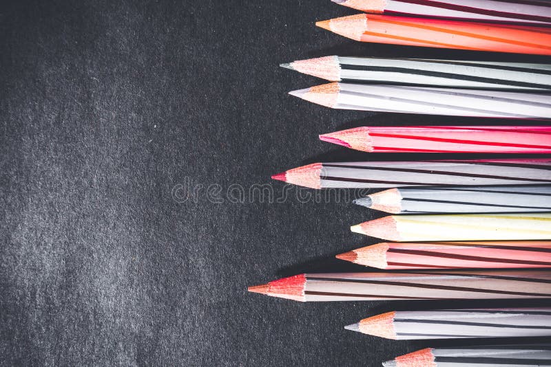 Colored Pencils Arranged on the Right Hand Side. Stock Image - Image of ...
