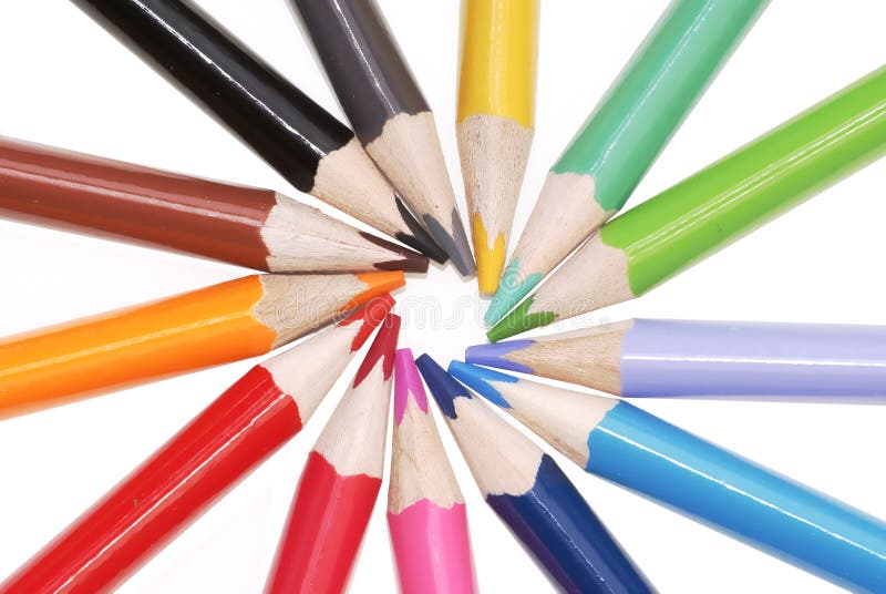 Colored Pencils Arranged in Star Shape Stock Photo - Image of supply ...