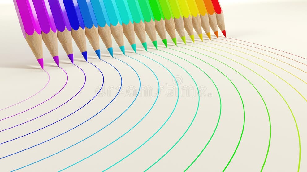 Colored Pencils stock photo. Image of rainbow, lines - 98645286