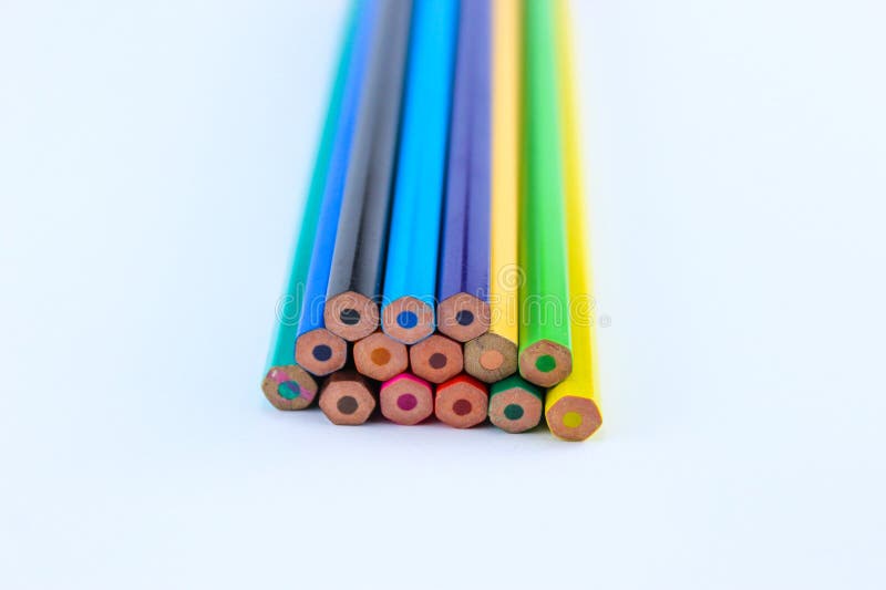 Colored Pencils Back View in Isolated White Background Stock Photo ...