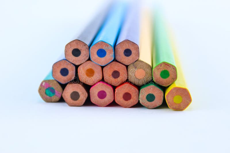 Colored Pencils Back View in Isolated White Background Stock Photo ...