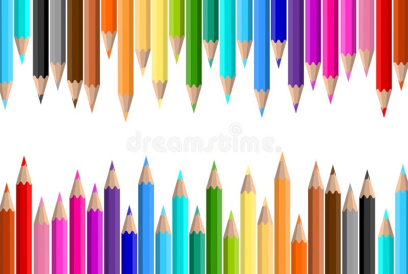 Colored pencils background stock illustration. Illustration of crayon ...