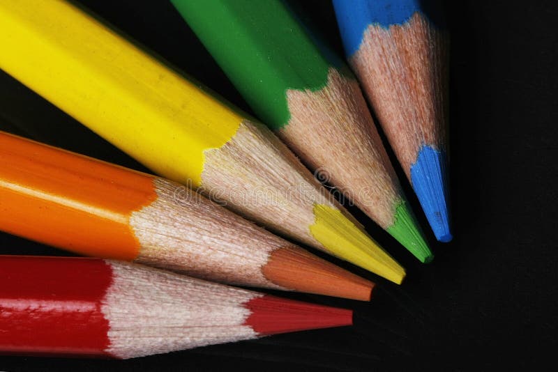 Colored Pencils On Black Background Stock Photo - Image of bright ...