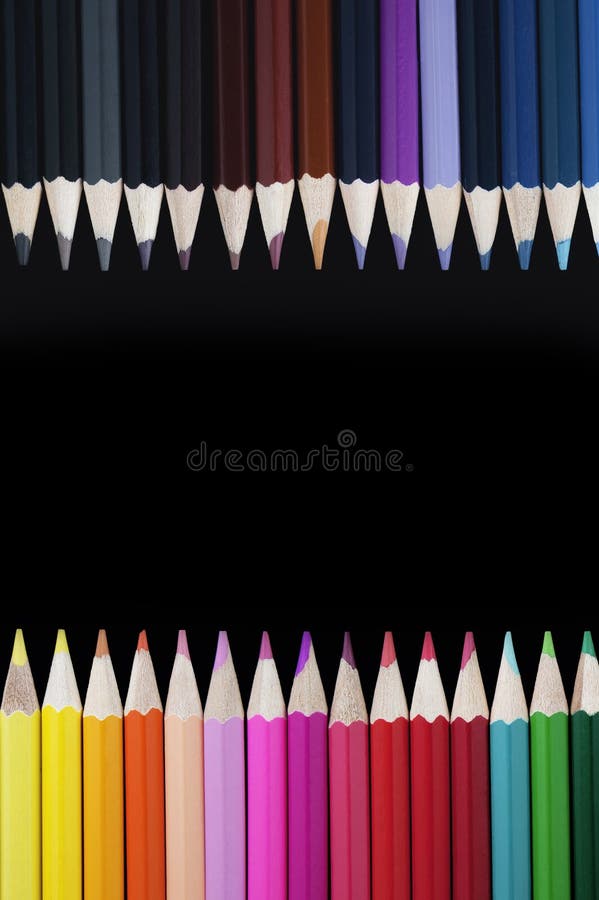 Colored Pencils on Black Background. Stock Photo - Image of business ...