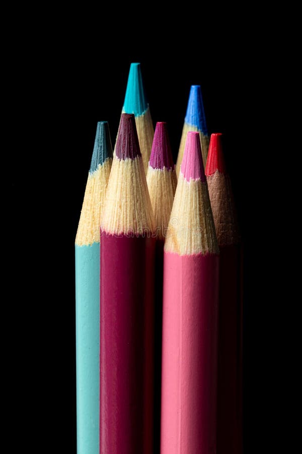 Colored Pencils on Black Reflection Stacked Education School Kids Art ...