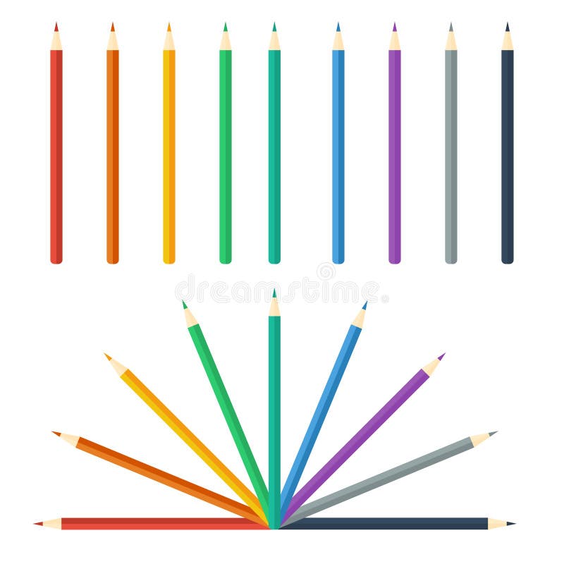Set of Colored Pencil Strips. Set of Vector Colorful Brushes. Abstract ...
