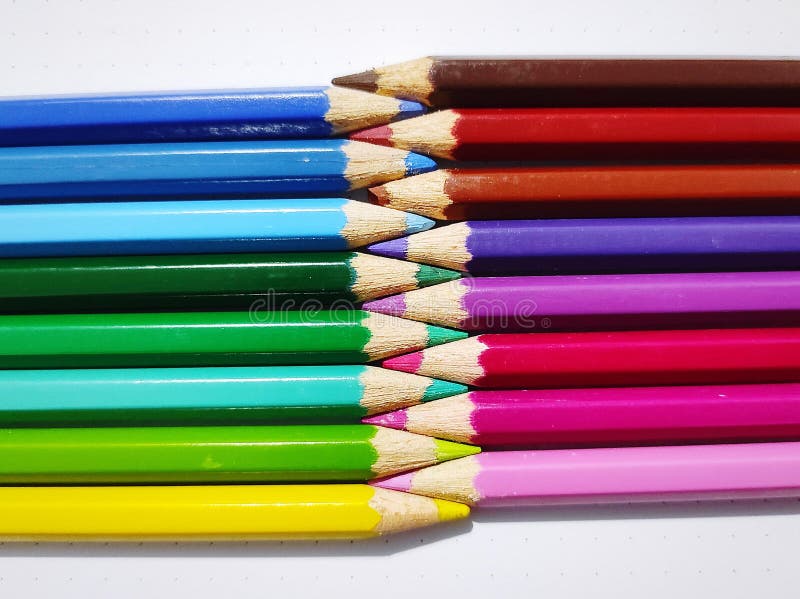 Colored Pencils with Bright Colors Like a Rainbow Stock Photo - Image ...