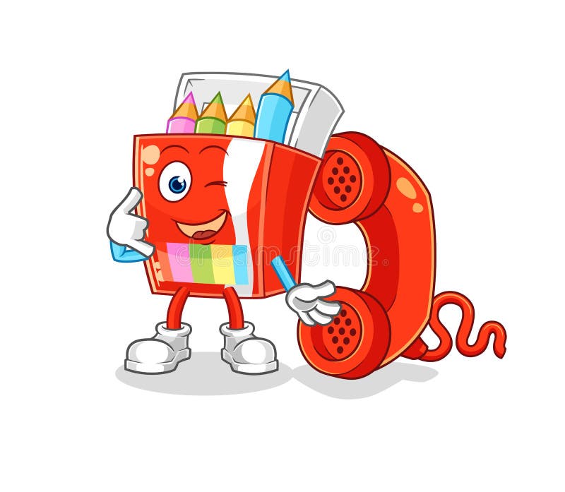 Colored Pencils Call Mascot. Cartoon Vector Stock Illustration ...