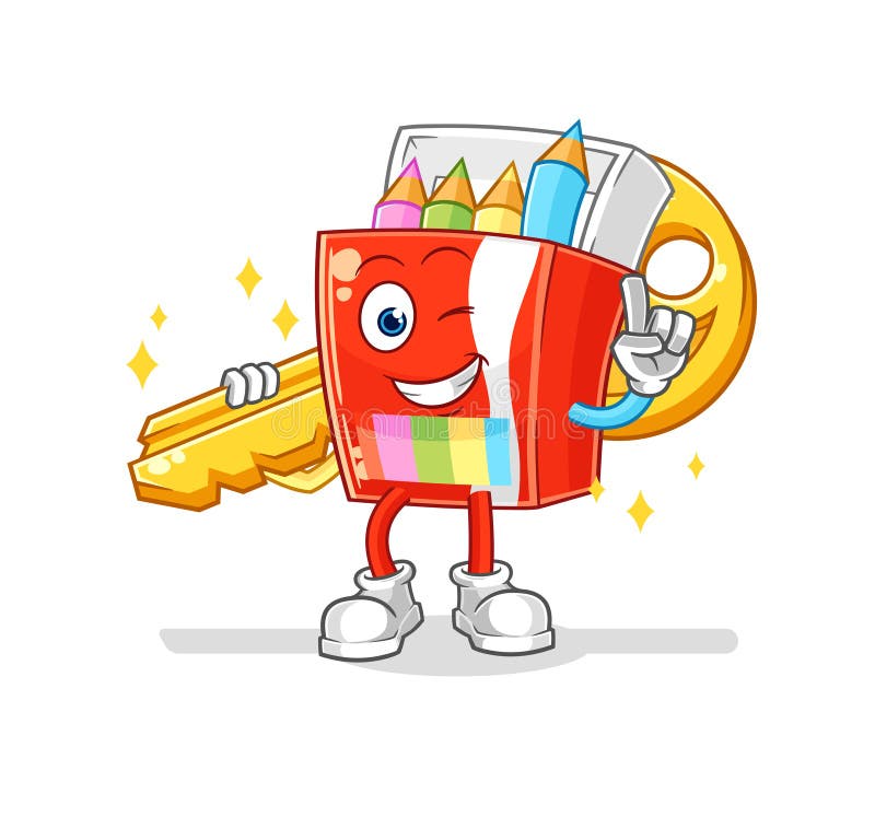 Colored Pencils Carry the Key Mascot. Cartoon Vector Stock Vector ...