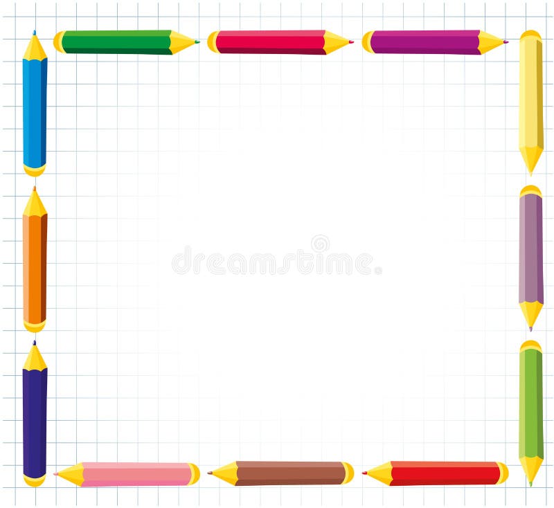 Colored Pencils. Children Square Frame Stock Vector - Illustration of ...