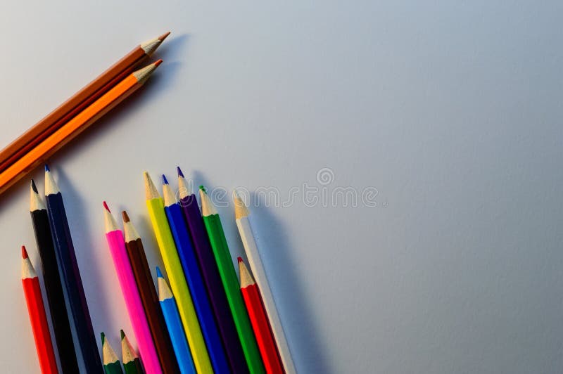 Colored Pencils on a Clean Sheet Stock Image - Image of object, artist ...