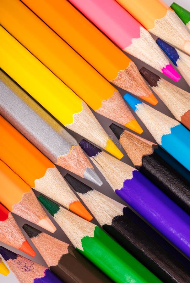 Colored pencils close-up stock photo. Image of macro - 76071570