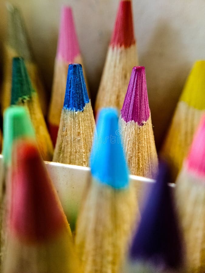 Colored pencils close up stock photo. Image of yellow - 133148426