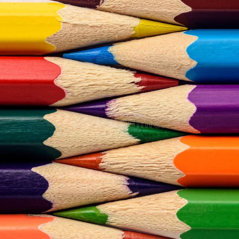 Colored pencils close-up stock photo. Image of crayon - 154410068