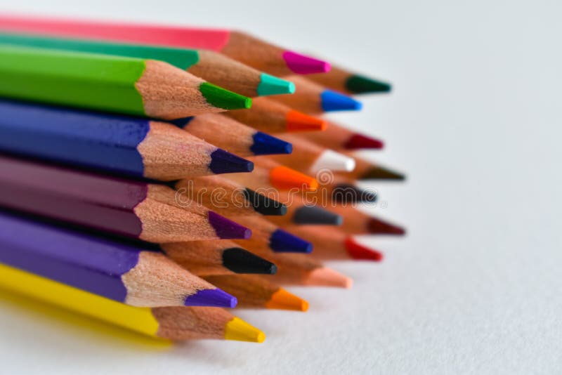 Colored Pencils Closeup. Sharp Sharpened Colored Pencils Closeup. Stock ...