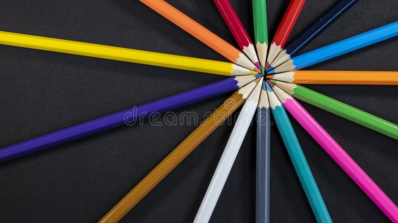 Colored Pencils in a Color Order Stock Photo - Image of purple, wood ...