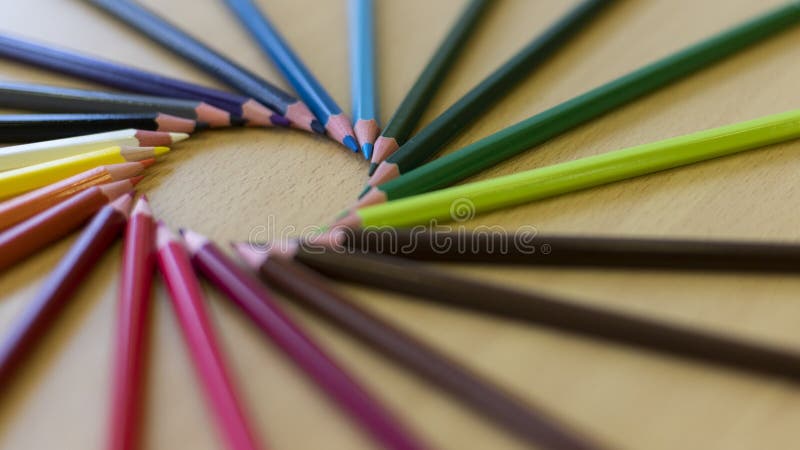 Colored Pencils in a Color Order Stock Image - Image of green, wood ...