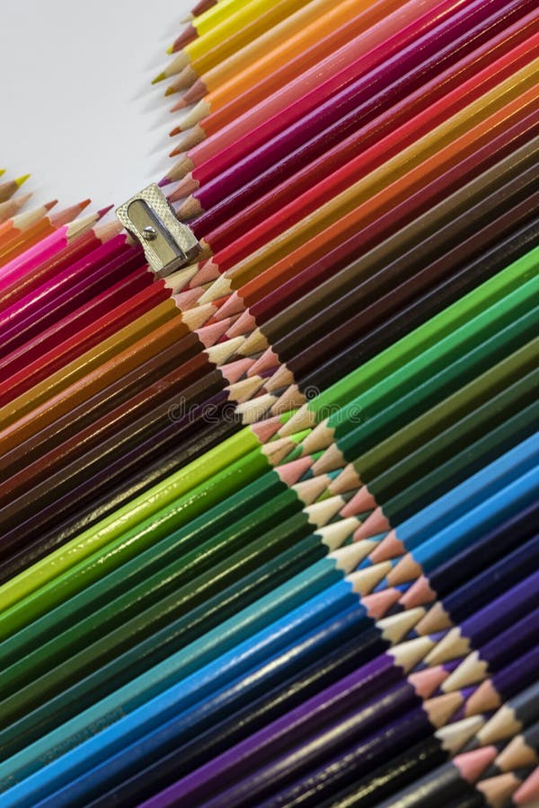Colored Pencils in a Color Order Stock Image - Image of purple, zipper ...