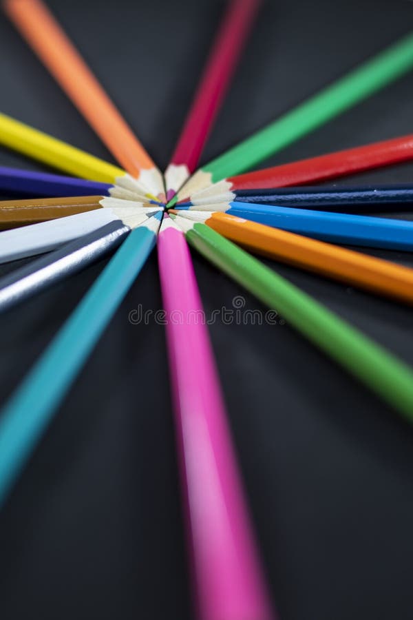 Colored Pencils in a Color Order Stock Image - Image of yellow, purple ...