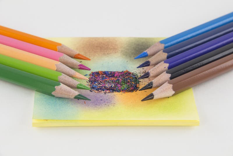 Colored Pencils and Colored Paper Stock Photo - Image of pencils, paper ...