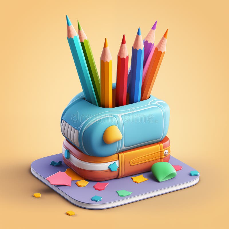 Colored Pencils in a Colorful Pencil Case by Generate Ai Stock ...